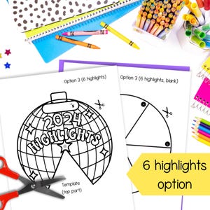 End of 2024 Highlights Disco Ball Spinner Wheel Writing Craft Templates ...