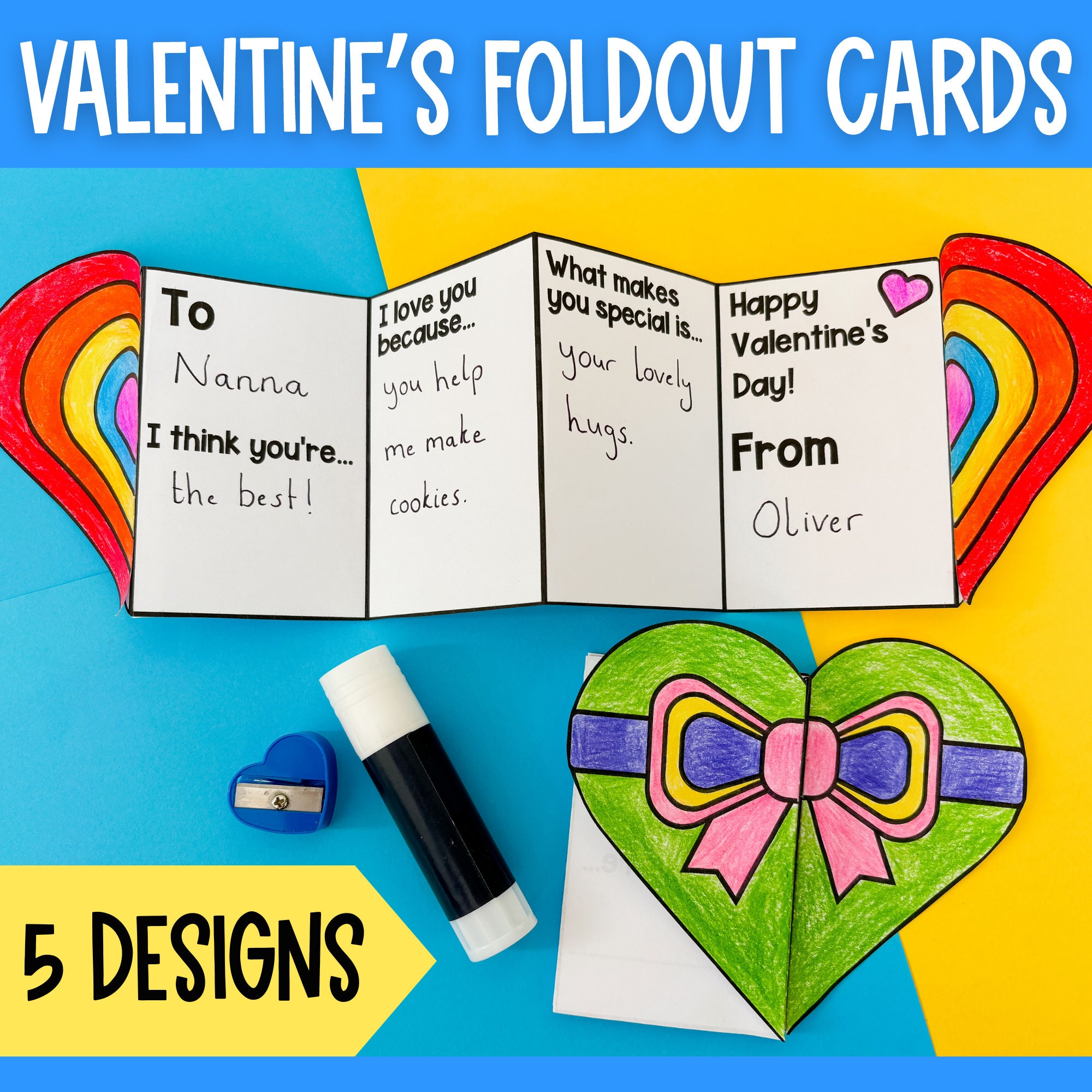 Heart Shaped Valentine's Day Card | Foldout Kids' Coloring and Writing ...