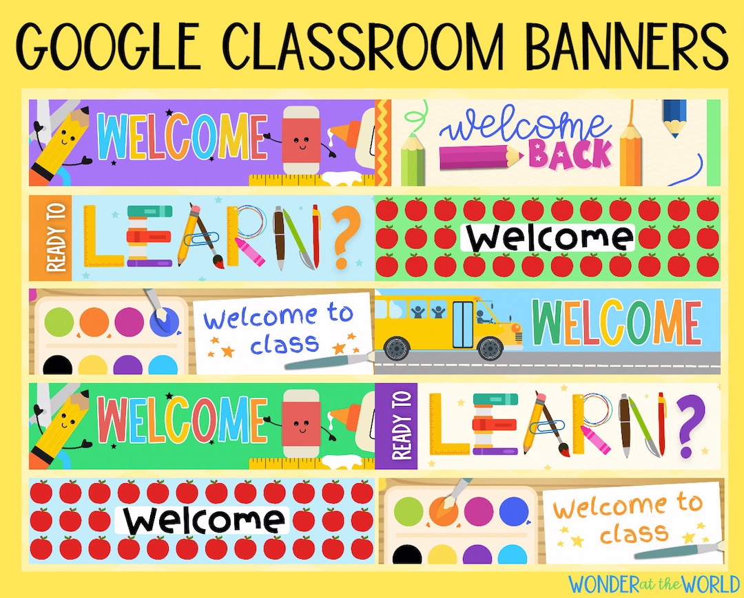 12 Back to School Themed Animated Google Classroom and Forms Headers ...