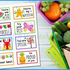 96 Printable Lunch Box Notes for Spring, Summer, Fall Autumn, Winter ...
