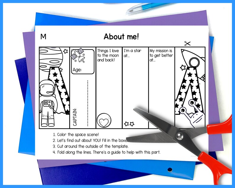 Space All About Me Class Back to School Foldable Printable Activity A4 ...