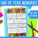 End of Year Last Day Week of School Reflection and Memories Activity ...