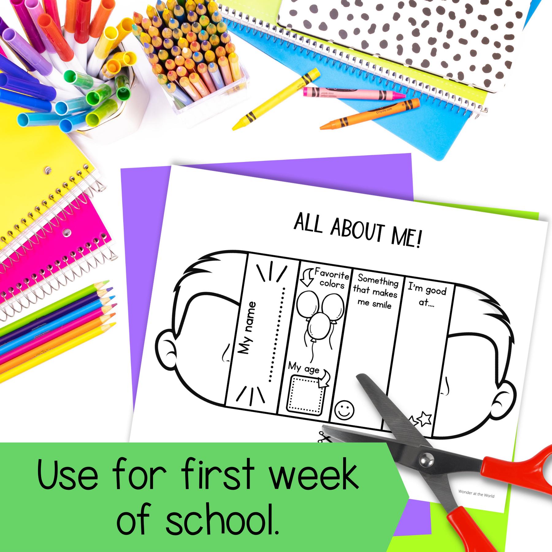 All About Me Back to School Folding Activity Printable Craft for First ...