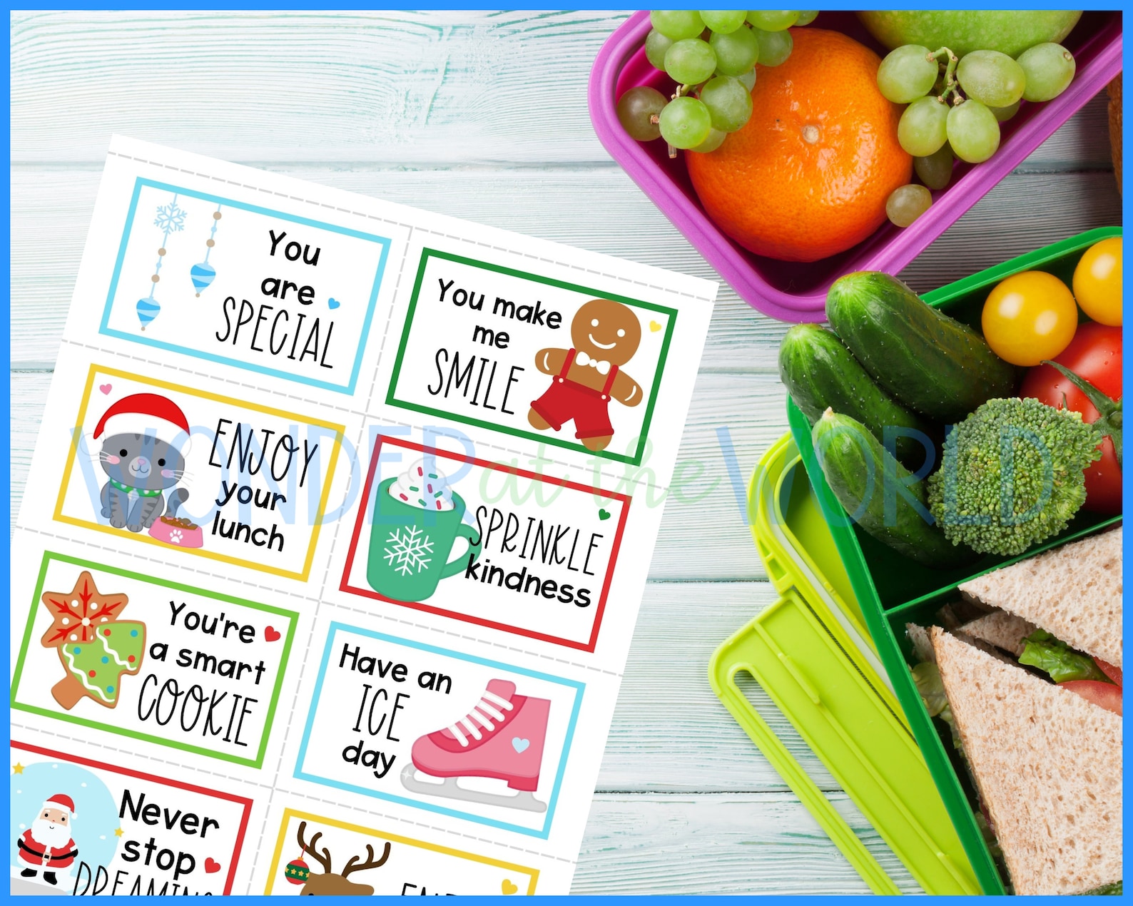 24 Printable Winter Christmas Lunch Box Notes for Kids | Printable ...