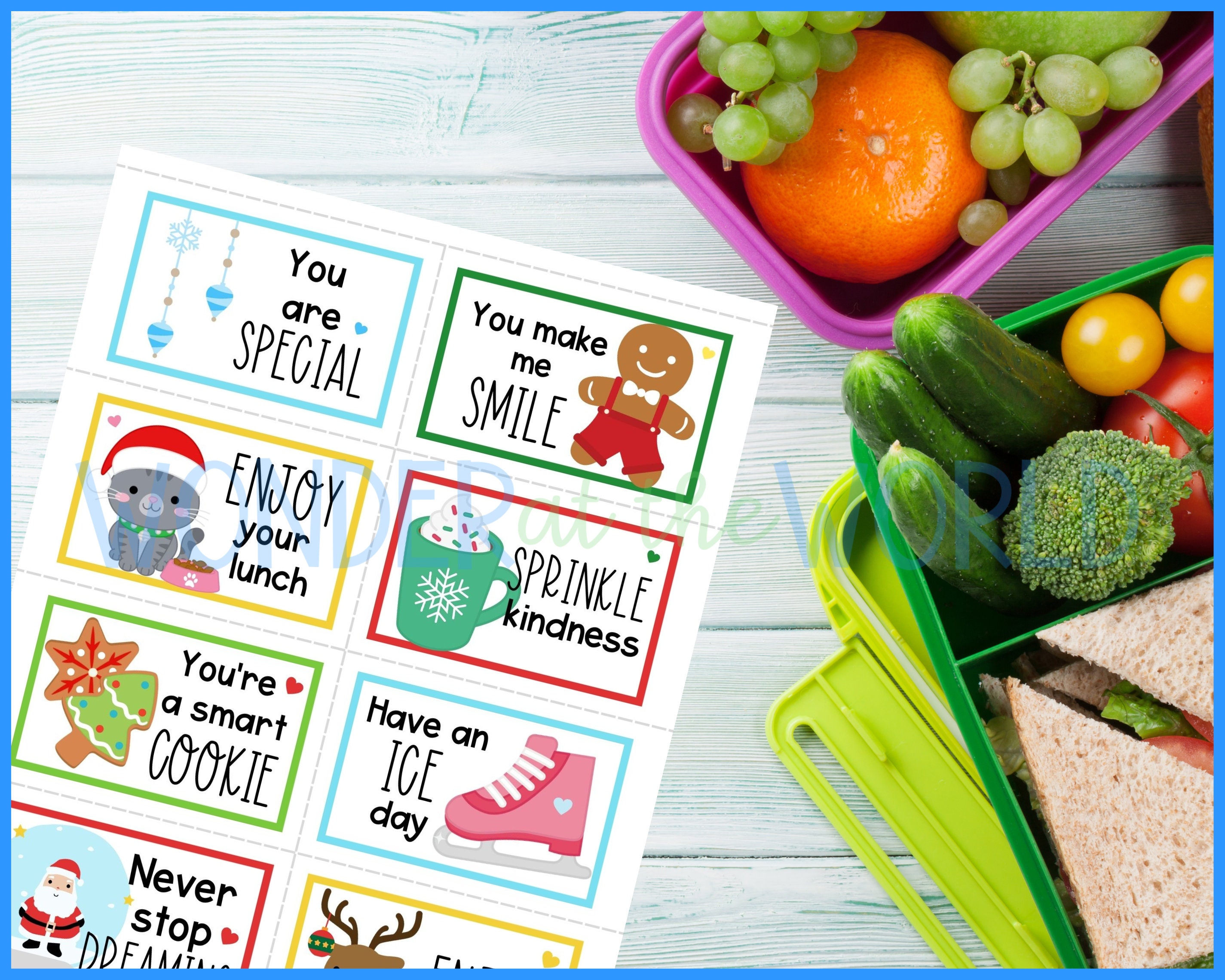 24 Printable Winter Christmas Lunch Box Notes for Kids | Printable ...