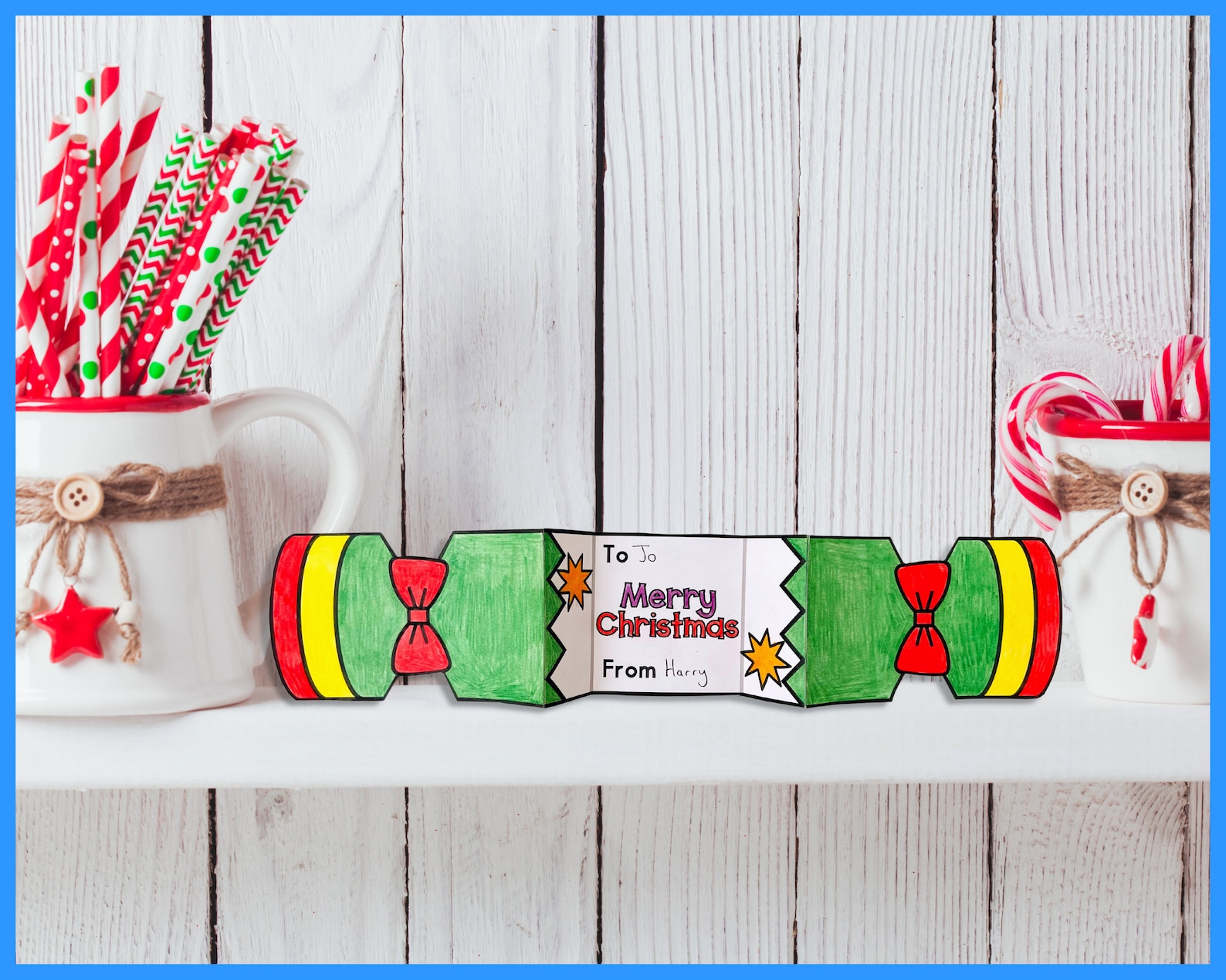 Folding Christmas Cracker Cards to Print and Color | A4 and 8.5x11 Inch ...