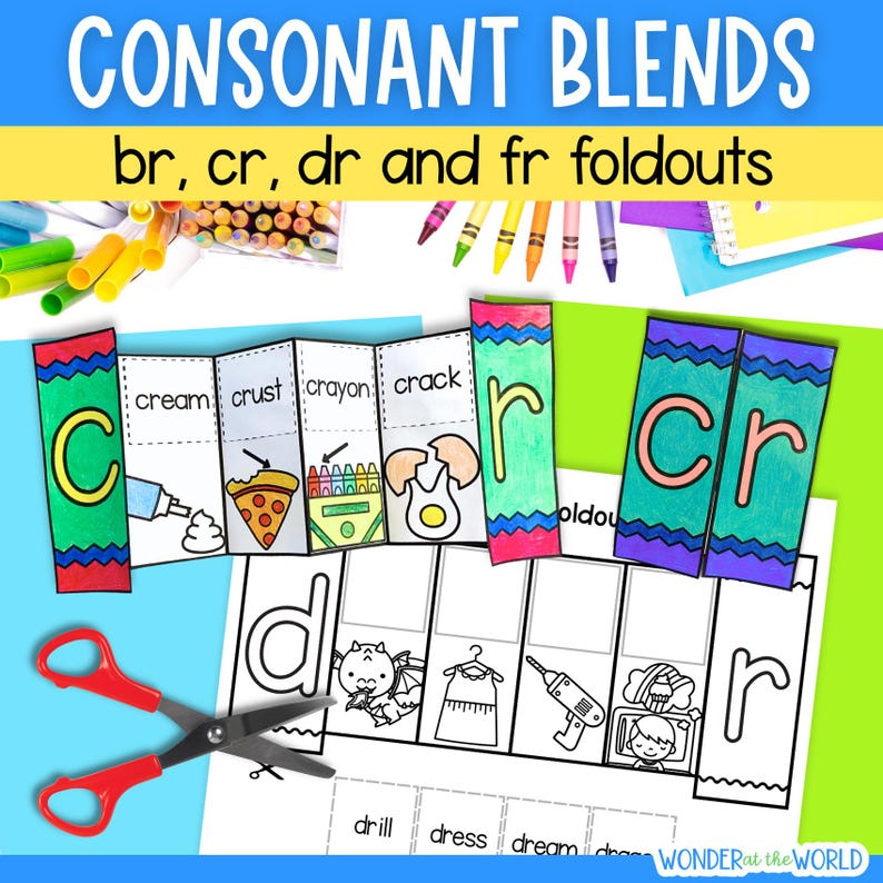 Kindergarten First Grade Consonant Blends Foldable Activity for Br Fr ...
