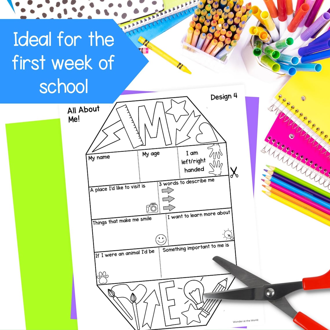 All About Me Back to School Folding Worksheet Activity for First Day ...