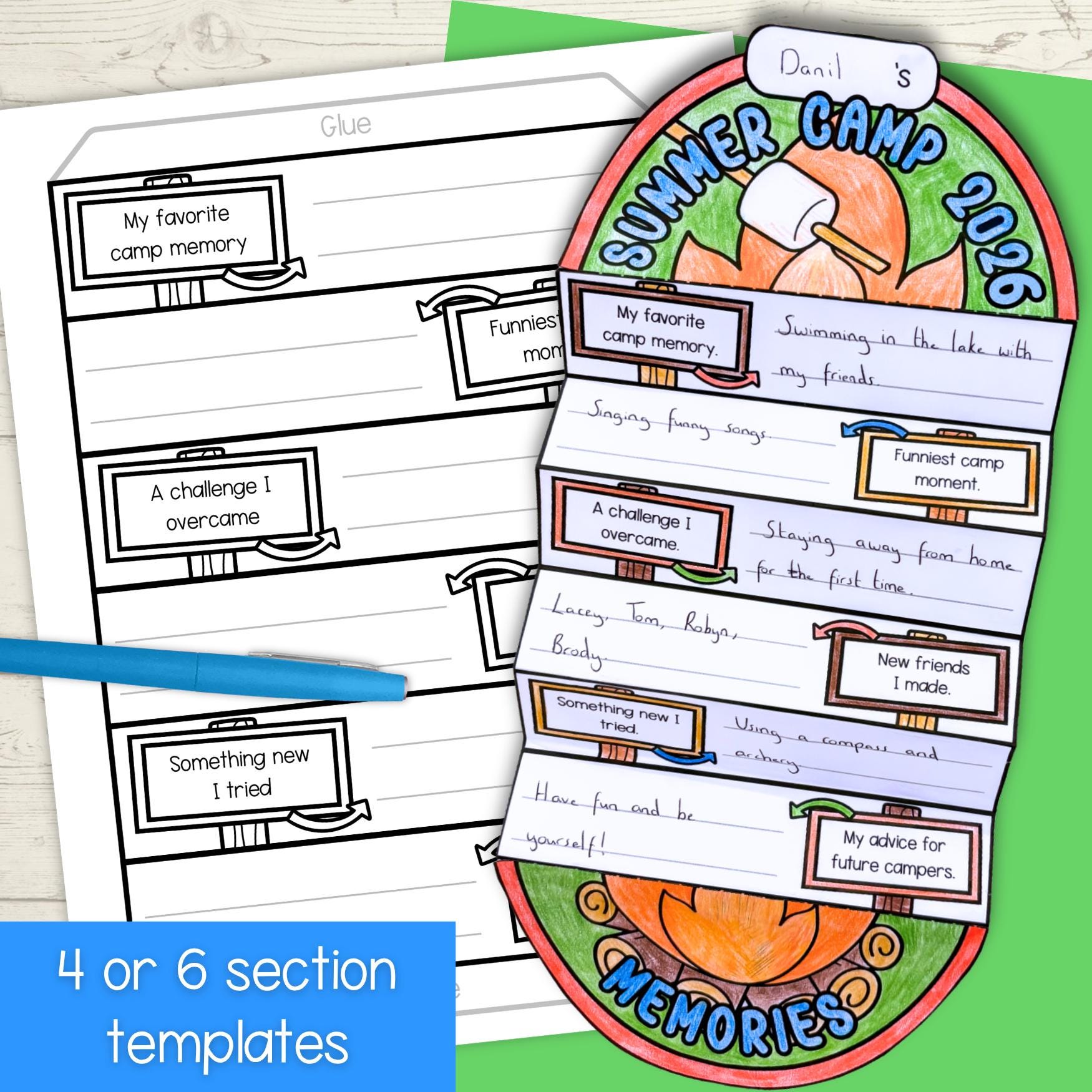 Summer Camp Memories and Reflection Writing Craft Activity for Kids PDF ...