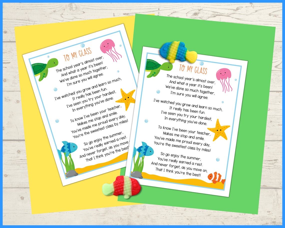 End of School Year Poem Letter From Teacher to Students Pupils - Etsy