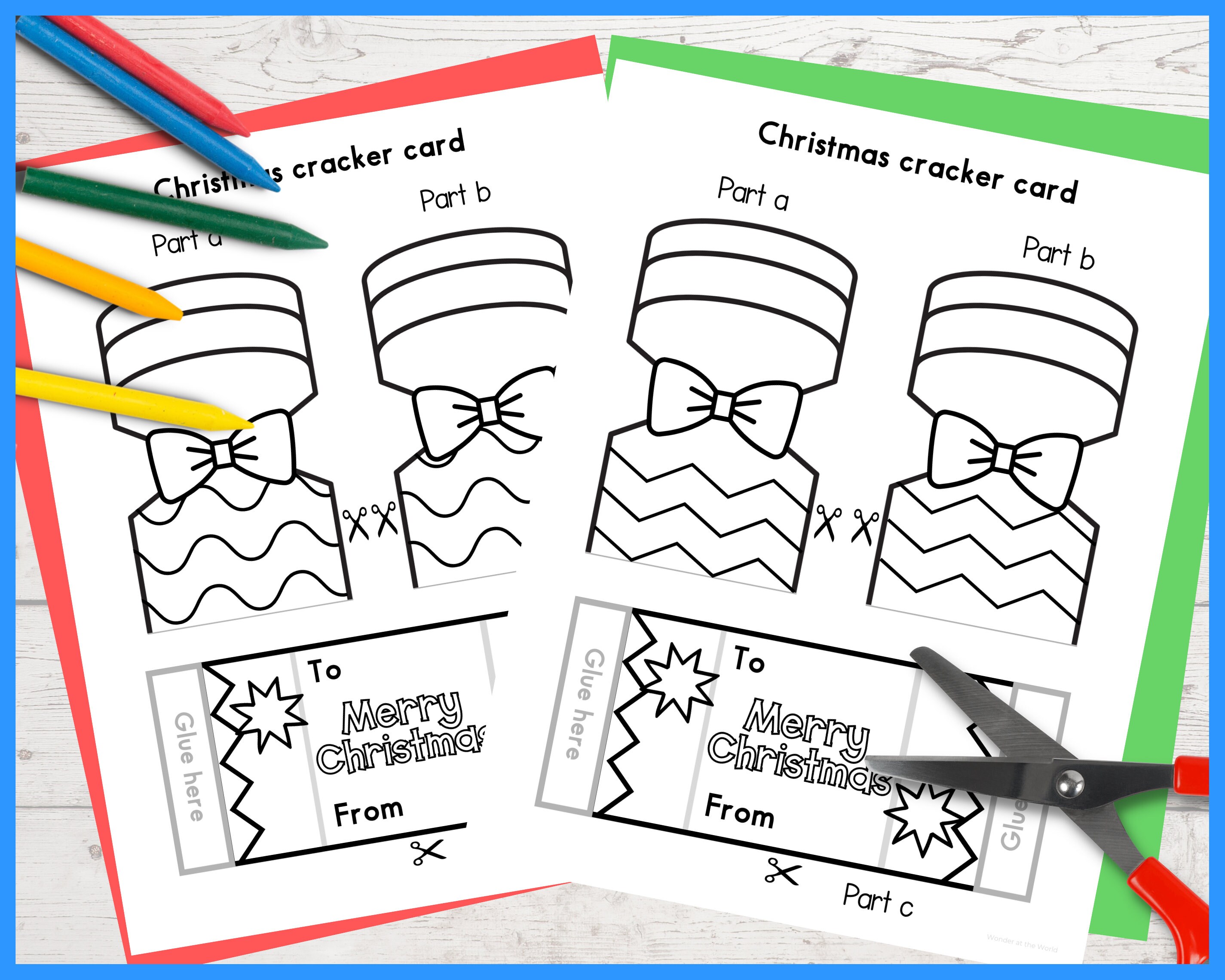 Folding Christmas Cracker Cards to Print and Color | A4 and 8.5x11 Inch ...