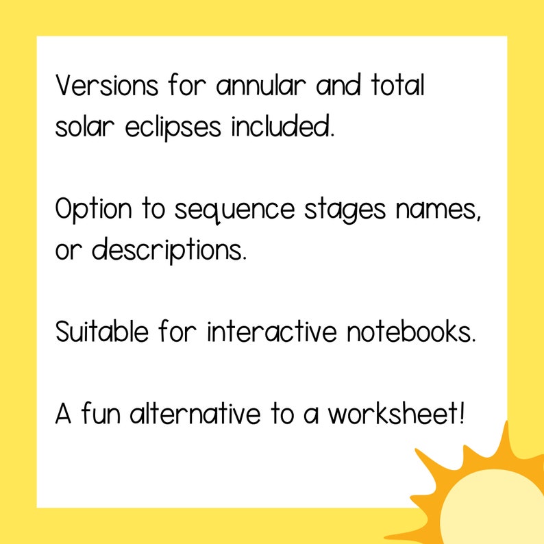 Solar Eclipse Foldable Sequencing Science Activity for Annular and ...