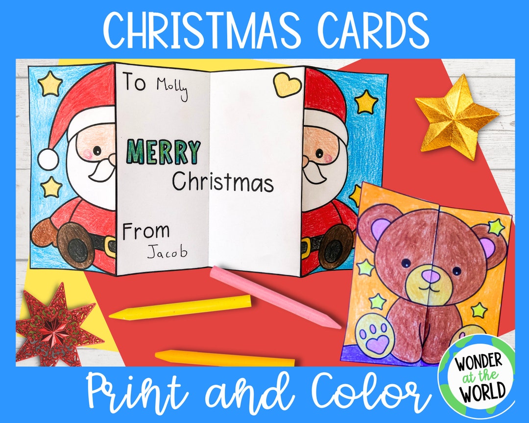 Foldout Christmas Cards to Print and Color | PDF Download | Elf ...