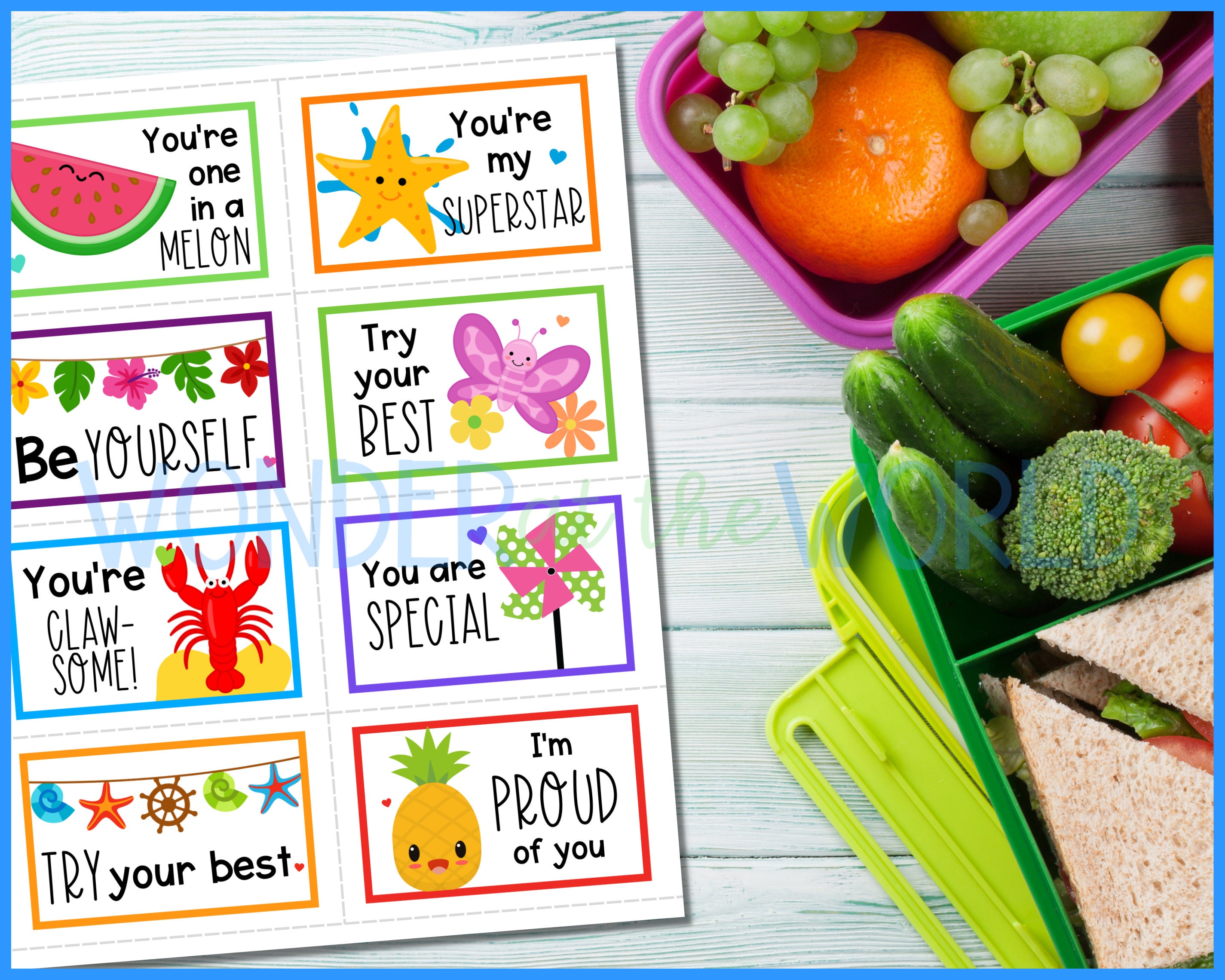 24 Printable Summer Lunch Box Notes for Kids | Printable Digital ...