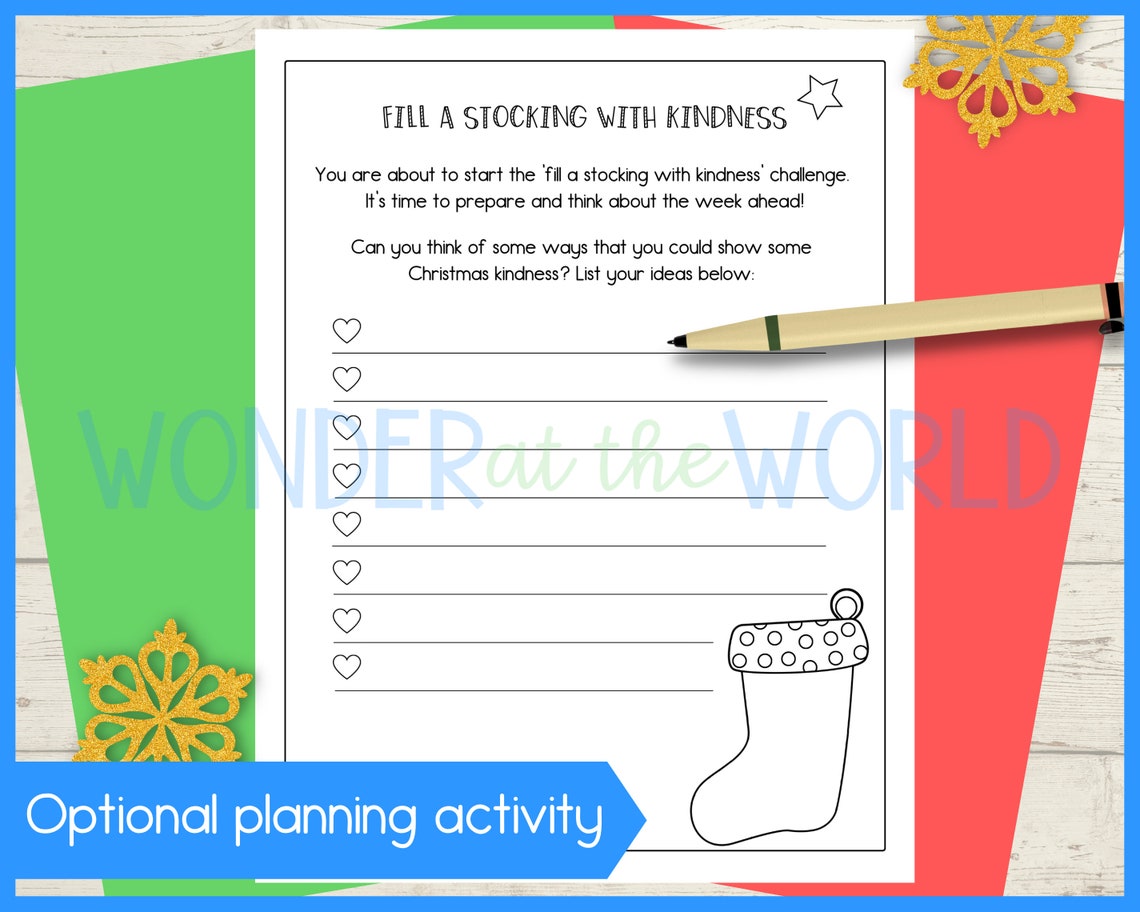 Fill a Stocking With Kindness Christmas Activity for Kids A4 - Etsy
