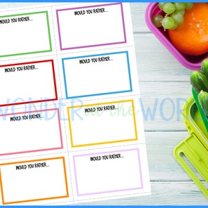 32 Would You Rather? Printable Lunch Box Notes for Kids | Digital ...