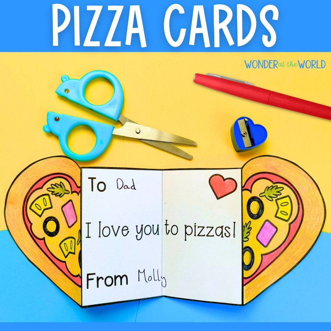 Pizza Theme Valentine's Day Cards to Print Color and Write | 11x8.5 ...