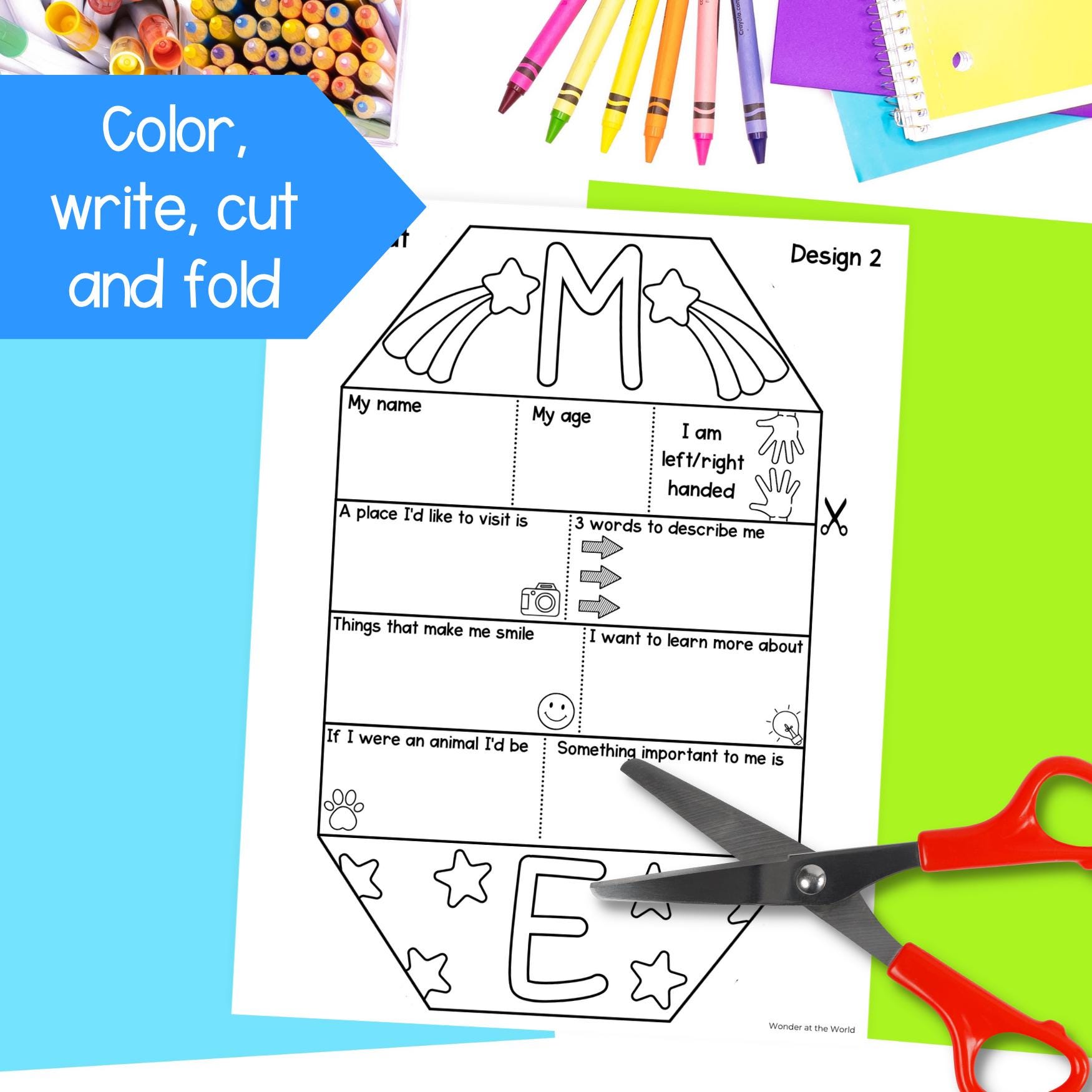 All About Me Back to School Folding Worksheet Activity for First Day ...
