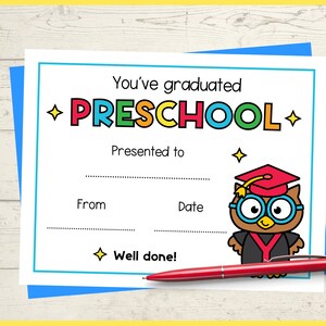 Preschool Graduation Certificates Editable PDF | End of Year Awards for ...