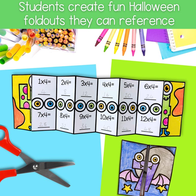 Halloween Math Multiplication Activity Foldouts for 2-12 Times Table ...