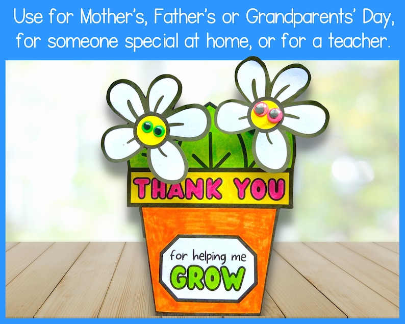 Thank You for Helping Me Grow Card Craft for Kids Flower Pot Card ...