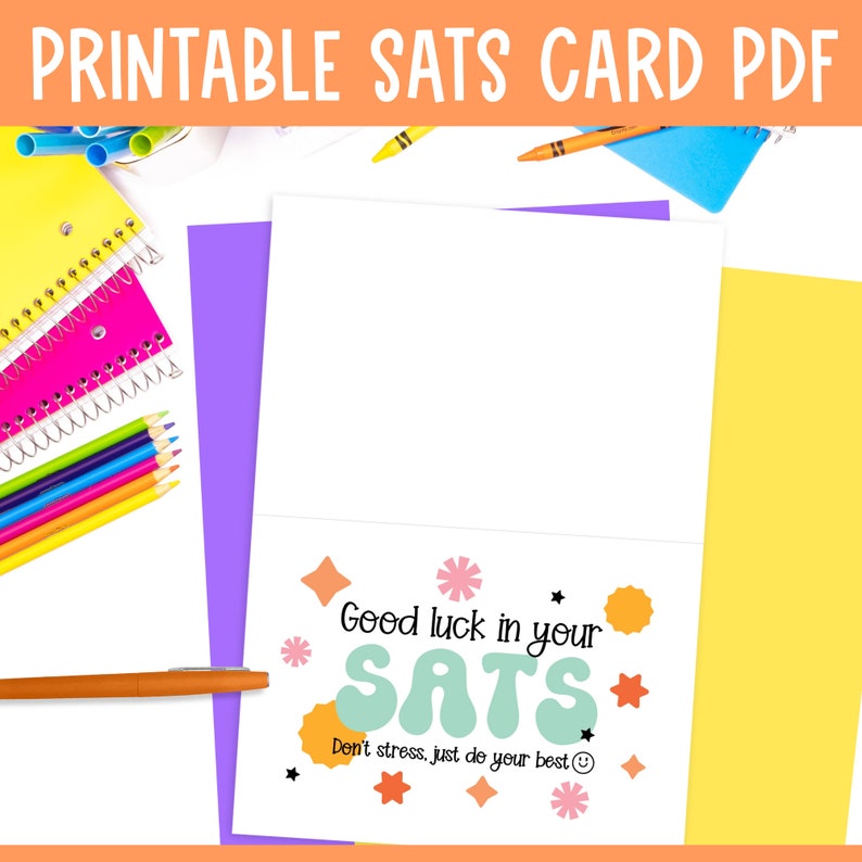 Year 6 SATS Test Exams Printable Good Luck Card PDF to Print at Home ...