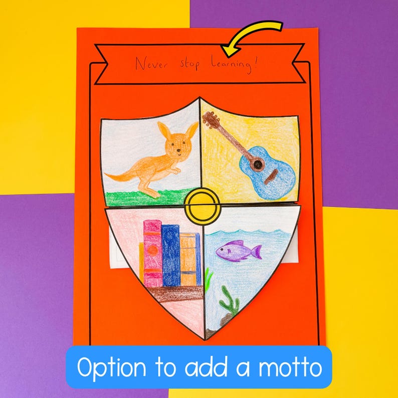 Coat of Arms Craft Shield Template With Motto Get to Know You Writing ...