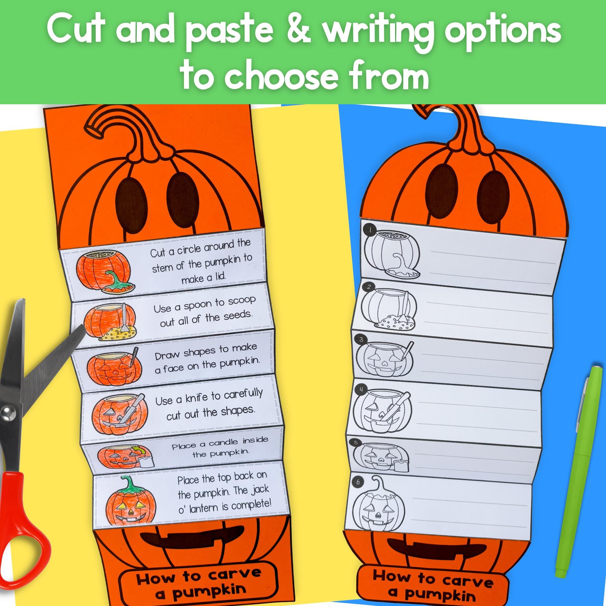 How to Carve a Pumpkin Make a Jack O'lantern Foldout Sequencing ...