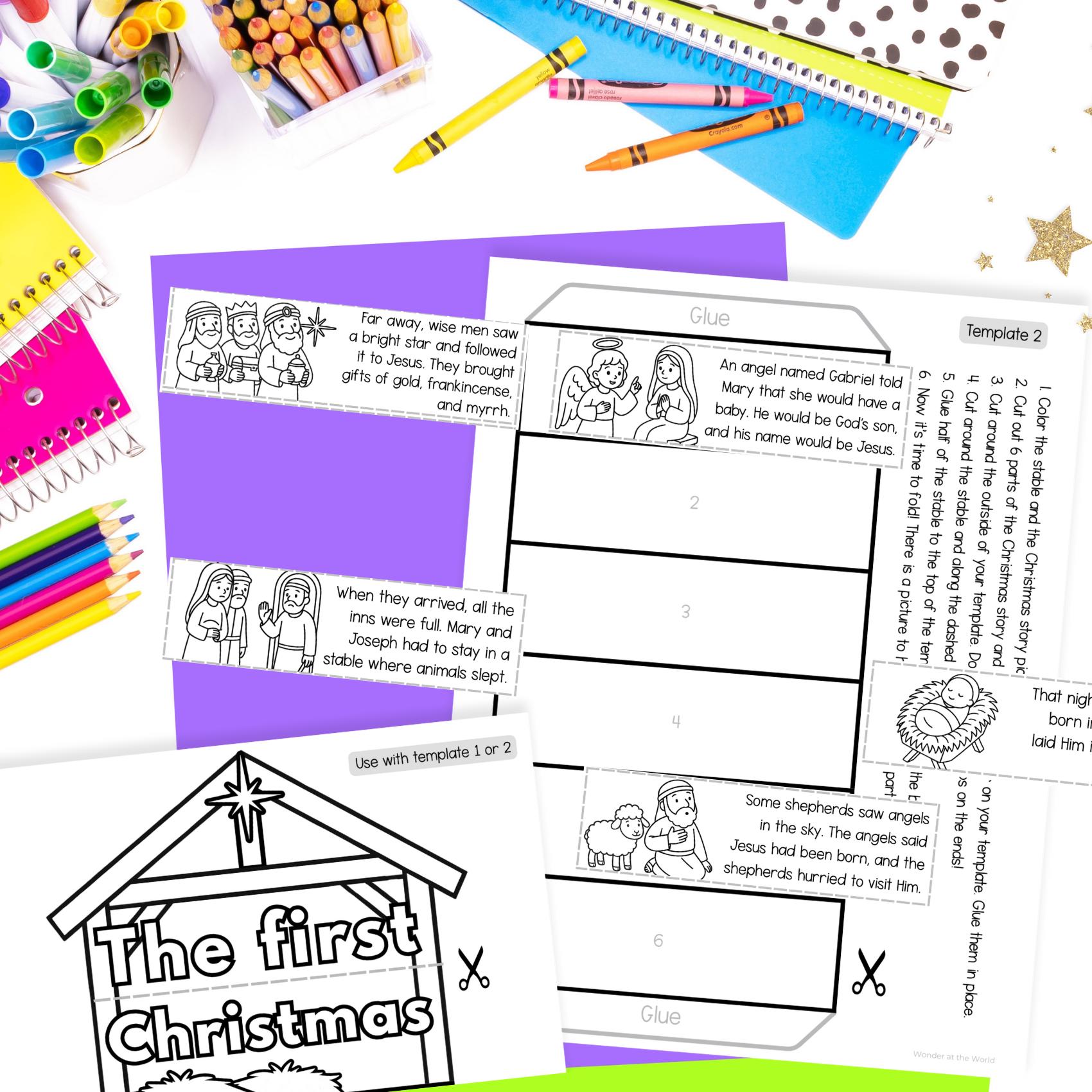 The First Christmas Nativity Sequence and Fold Craft Activity for Jesus ...