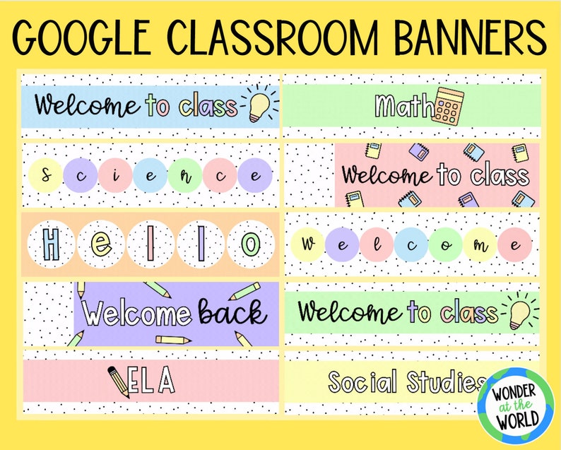 Pastel Dot Themed Animated Google Classroom Headers Banners - Etsy