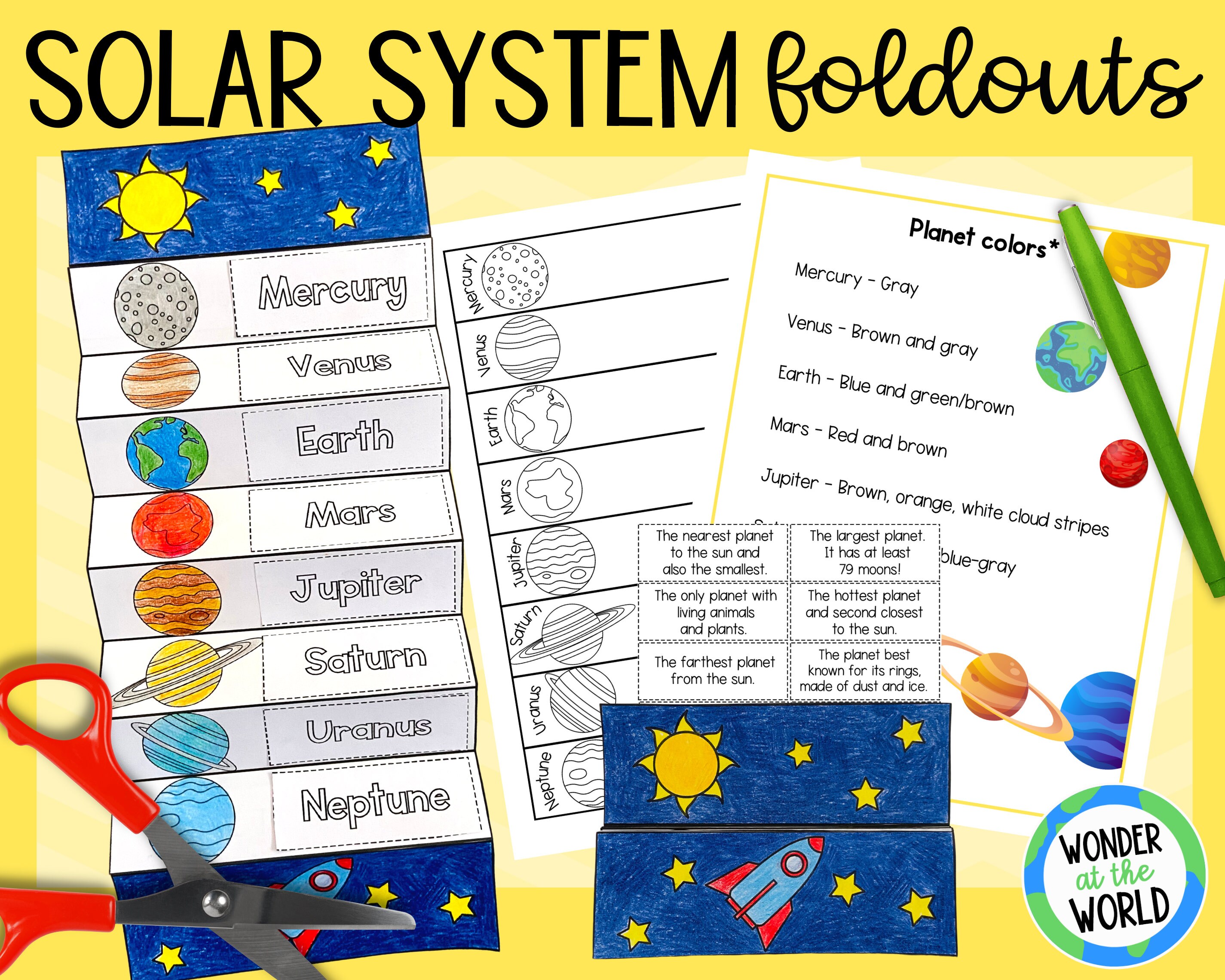 Solar System Planets Foldout Kids' Craft A4 and 11x8.5 - Etsy Australia