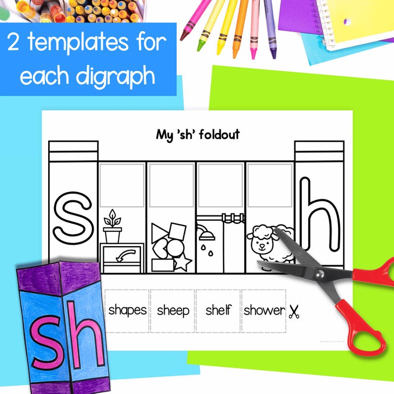 Consonant Digraphs Foldable Matching Activity | A4 and 11x8.5 Inch ...
