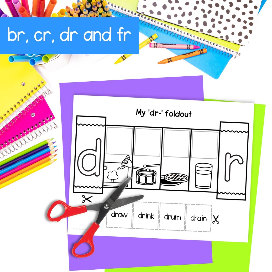 Kindergarten First Grade Consonant Blends Foldable Activity for Br Fr ...