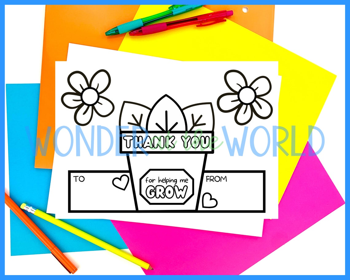 Thank You for Helping Me Grow Card Craft for Kids Flower Pot Card ...