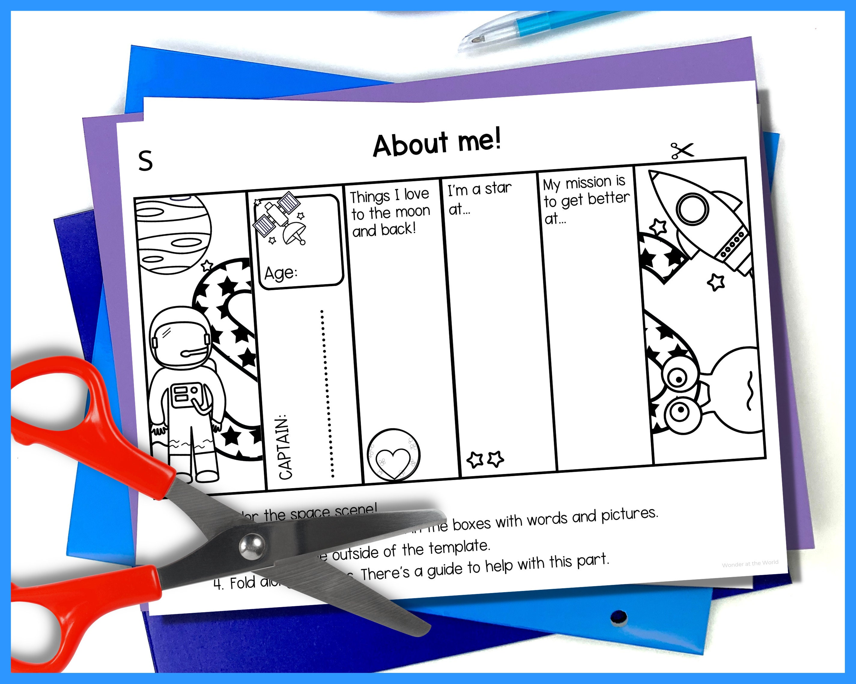 Space All About Me Class Back to School Foldable Printable Activity A4 ...