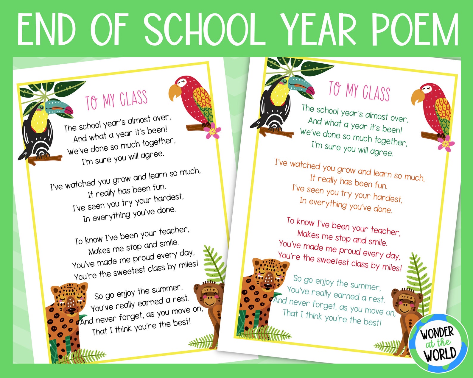 End of School Year Poem Letter From Teacher to Students Pupils - Etsy UK
