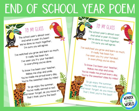 End Of Year Poem For Teacher