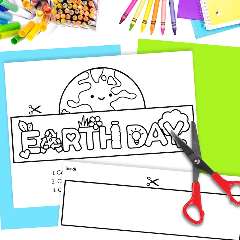 Earth Day Crown Headband Hat Craft Templates for Kids PDF - Etsy