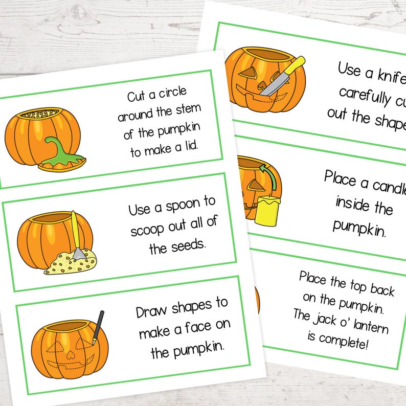 How to Carve a Pumpkin Make a Jack O'lantern Foldout Sequencing ...