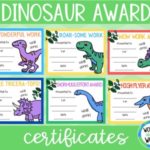 10 Dinosaur Classroom Reward Certificates for Kids Digital - Etsy