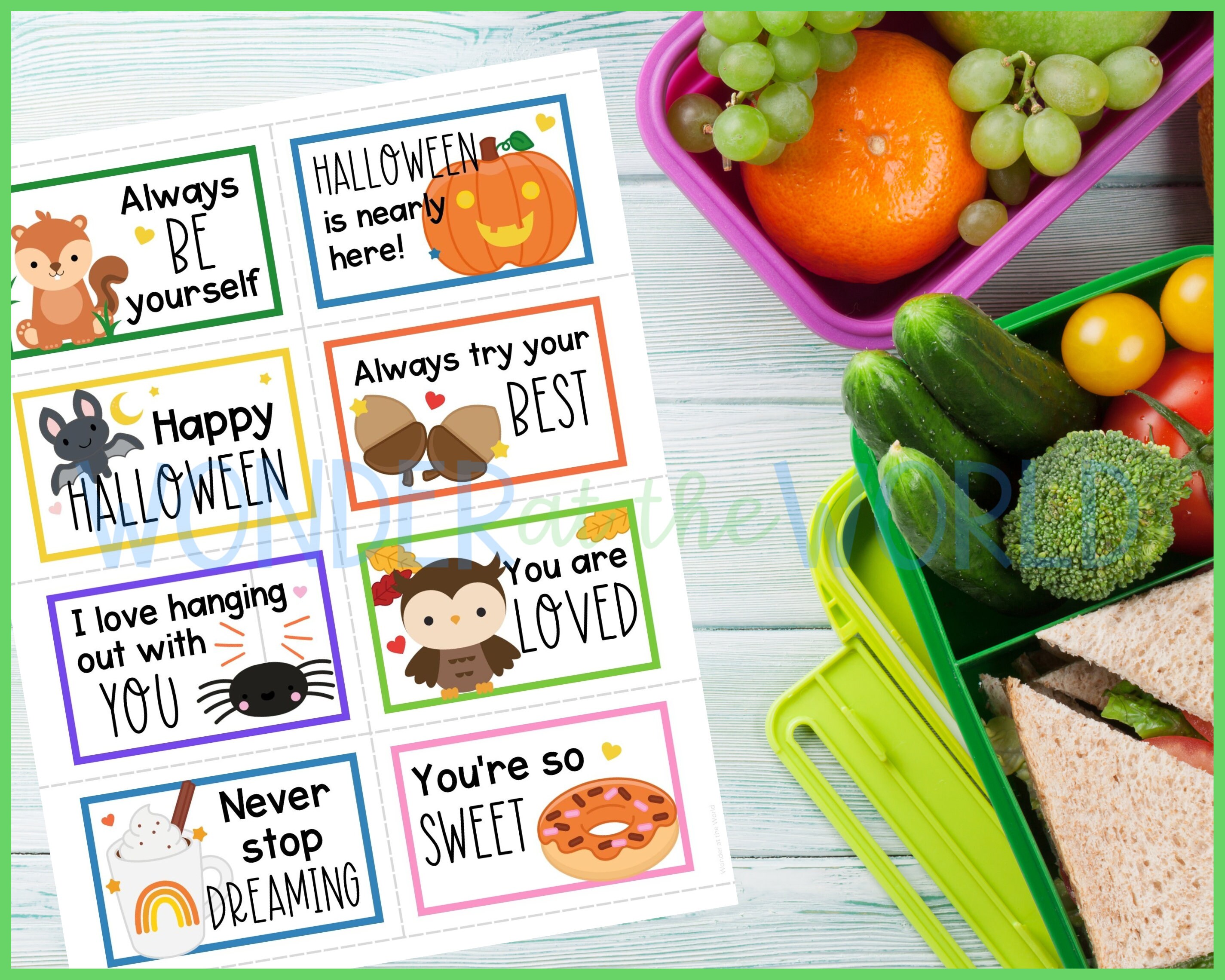 24 Printable Fall Autumn Lunch Box Notes for Kids Printable Digital ...