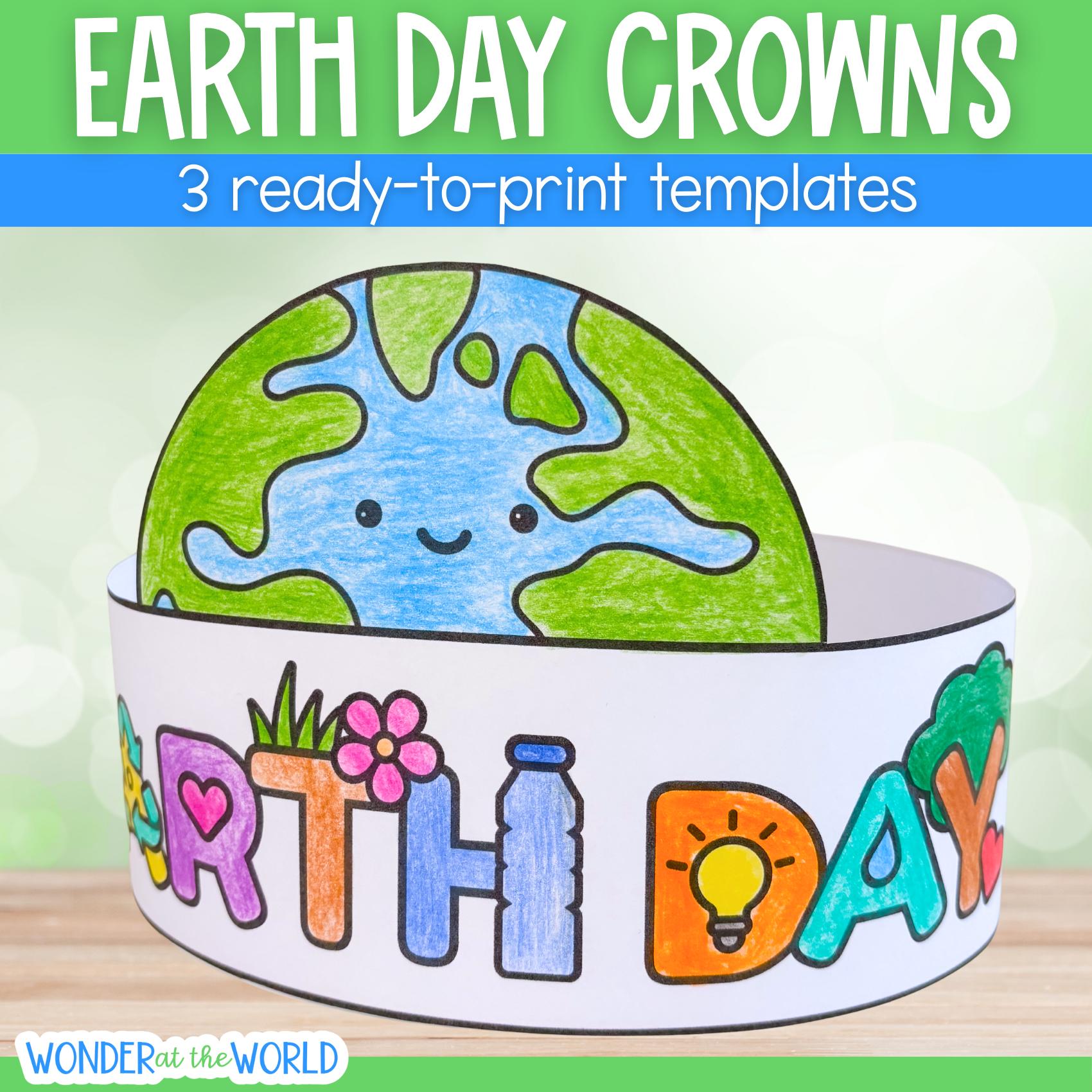 Earth Day Crown Headband Hat Craft Templates for Kids PDF - Etsy