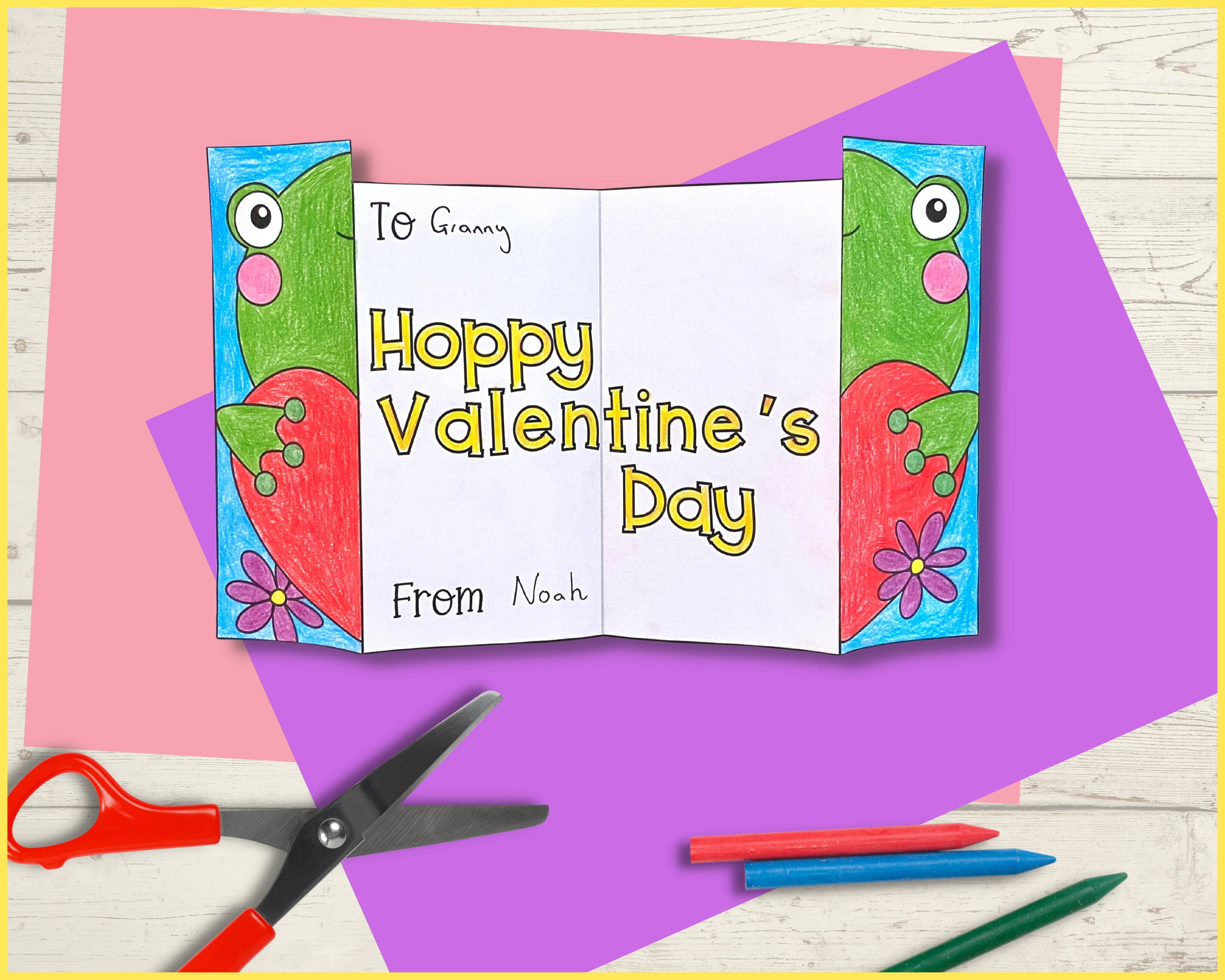 Animal Themed Valentine's Day Card to Print and Color A4 and 11x8.5 ...