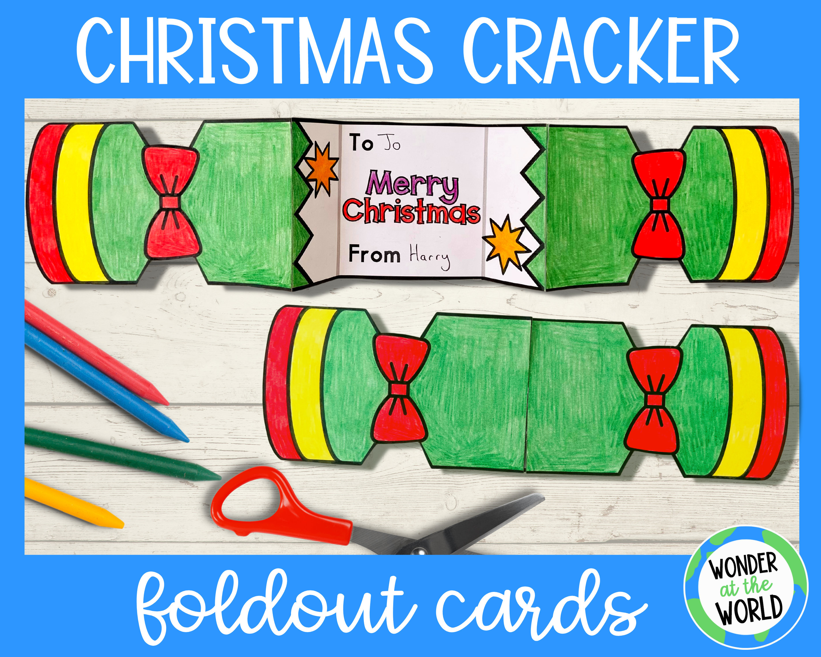Folding Christmas Cracker Cards to Print and Color | A4 and 8.5x11 Inch ...