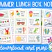 24 Printable Summer Lunch Box Notes for Kids | Printable Digital ...