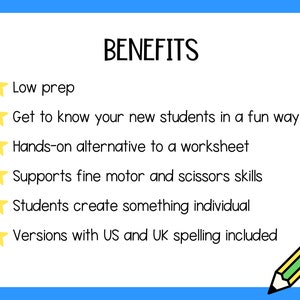 All About Me Back to School Foldable Pencil Craft Activity for First ...