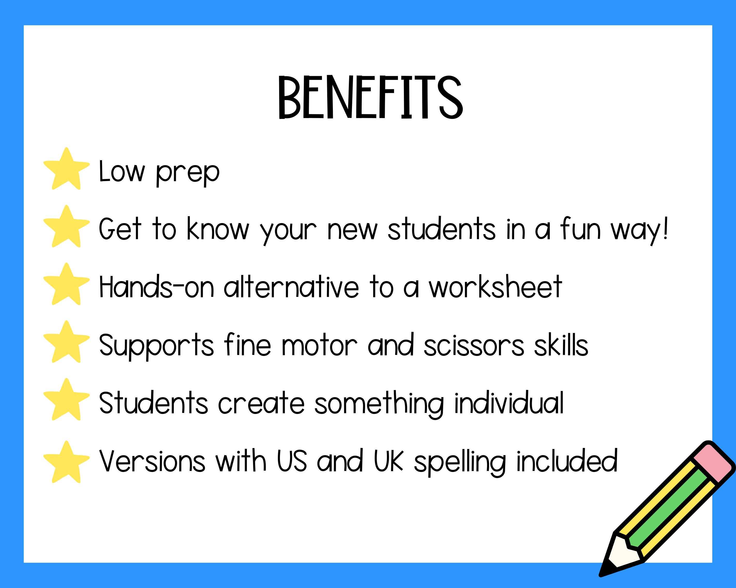 All About Me Back to School Foldable Pencil Craft Activity for First ...