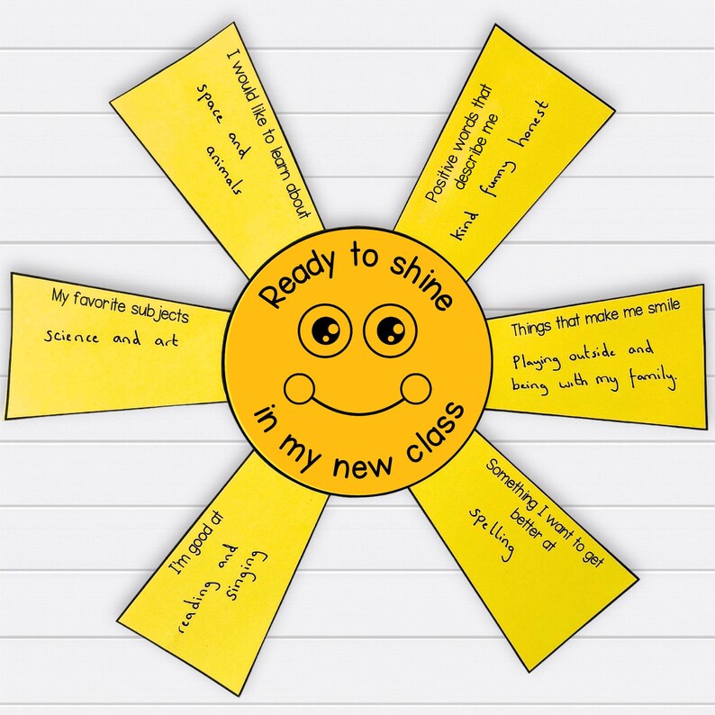 Back to School Get to Know You Sun Craft Activity for First Second ...