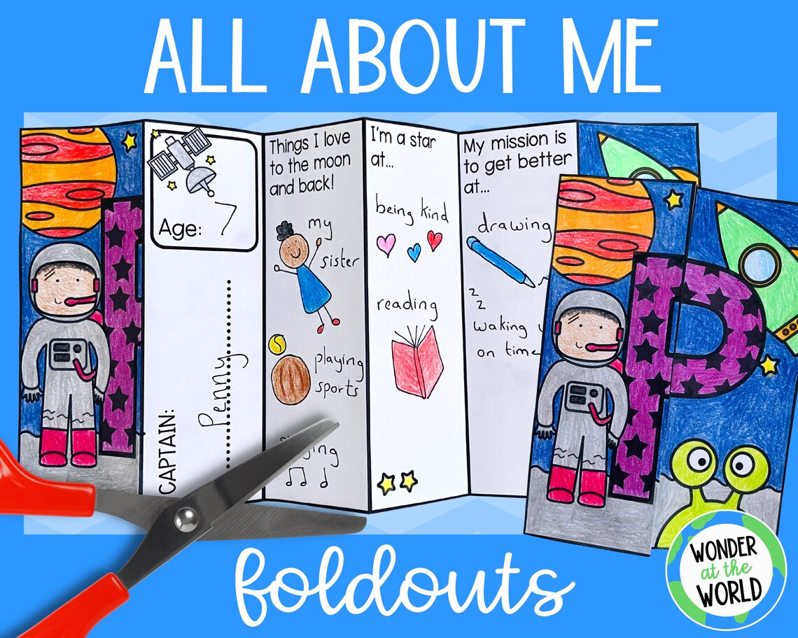 Space All About Me Class Back to School Foldable Printable Activity A4 ...