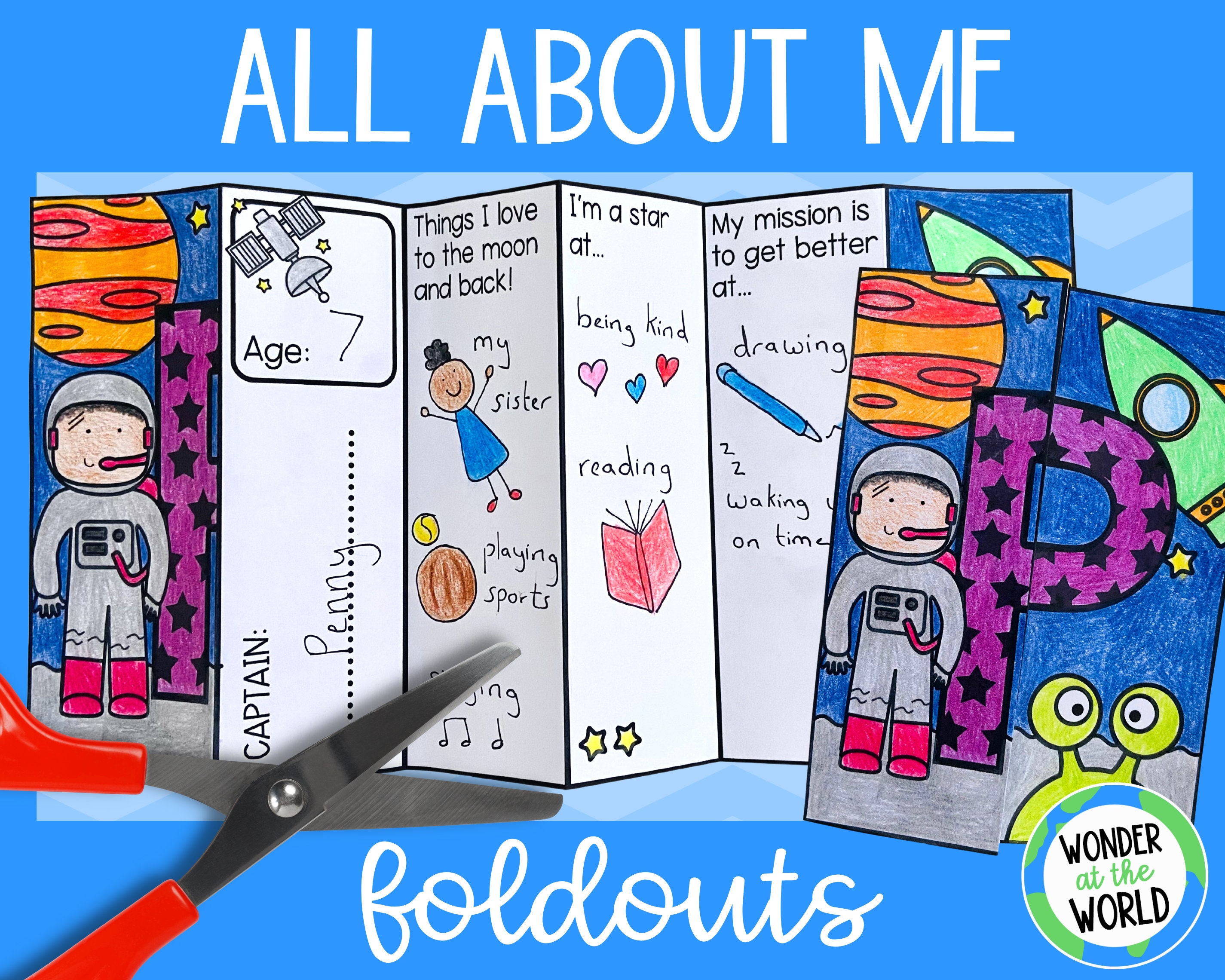 Space All About Me Class Back to School Foldable Printable Activity A4 ...